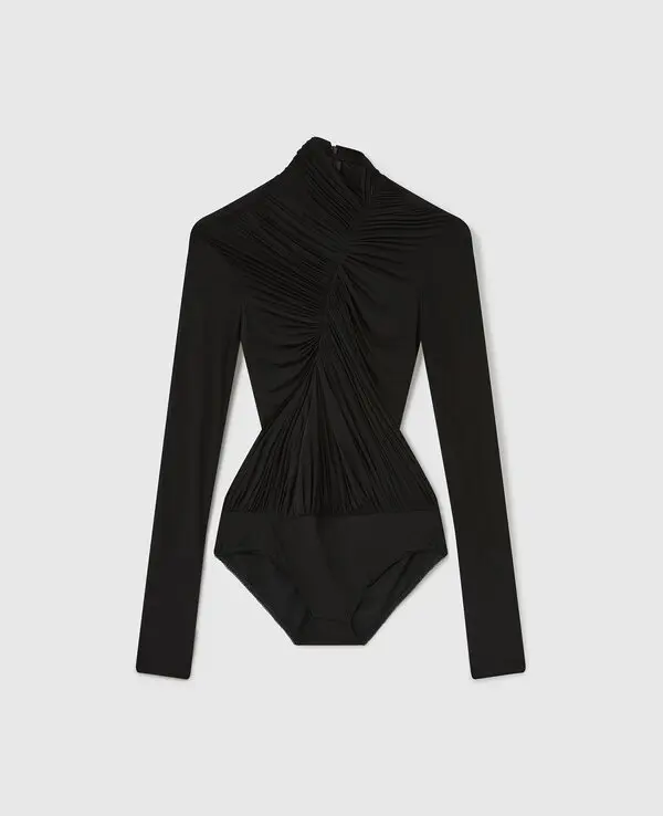 Stella McCartney Crepe Jersey Draped Bodysuit - Black