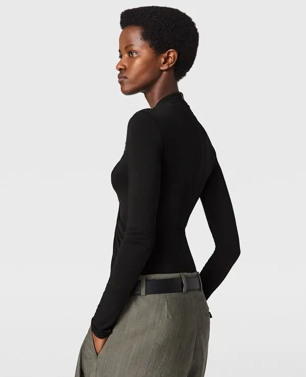 Stella McCartney Crepe Jersey Draped Bodysuit - Black