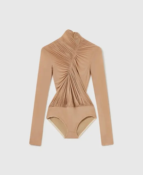 Stella McCartney Crepe Jersey Draped Bodysuit - Brandy