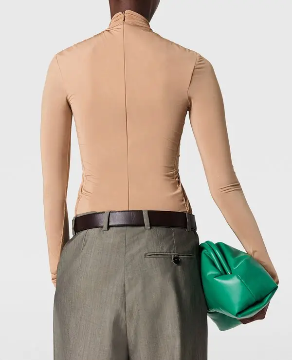 Stella McCartney Crepe Jersey Draped Bodysuit - Brandy