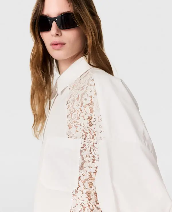 Stella McCartney Lace-panelled Poplin Shirt