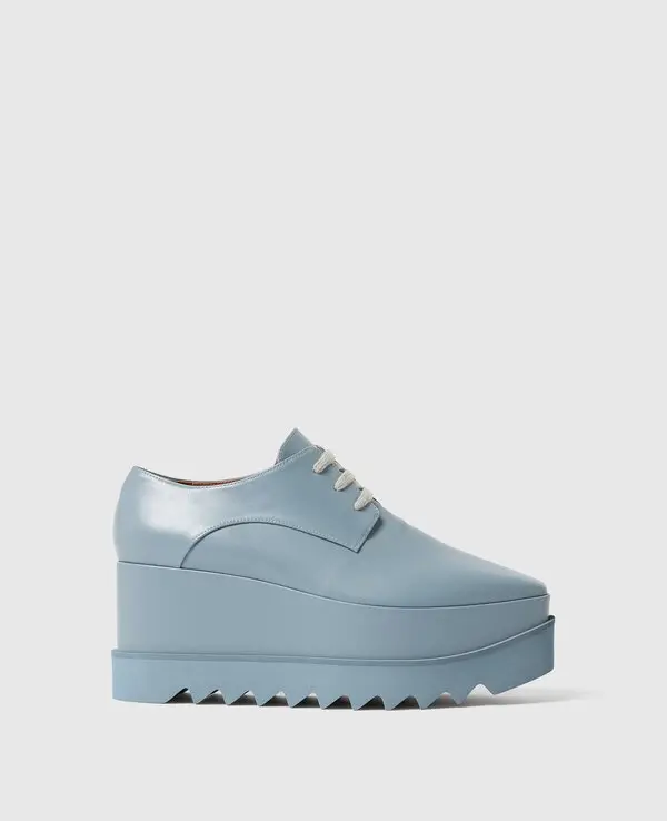 Stella McCartney Elyse Platform Shoes With Crystal Hotfix Logo - Light Blue