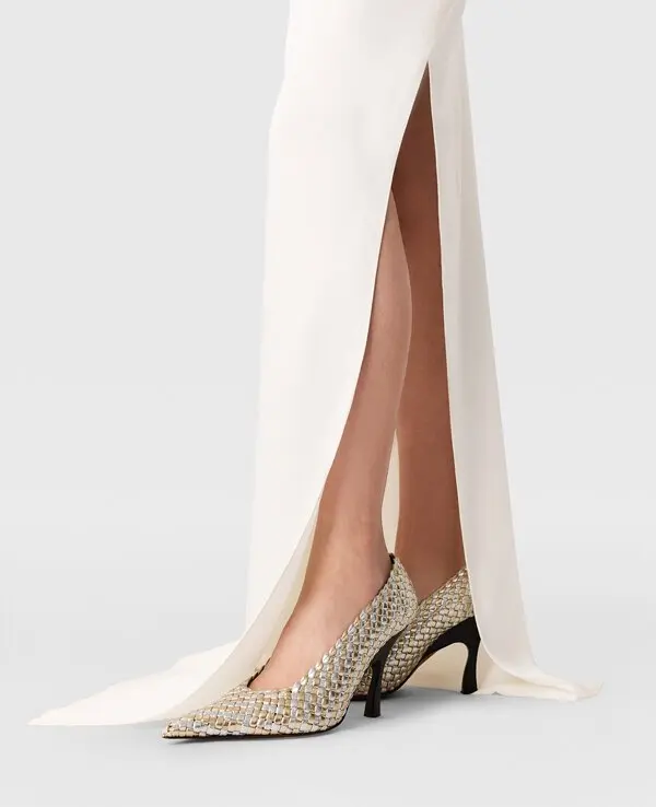 Stella McCartney Elsa Woven Metallic Kitten Heel Pump