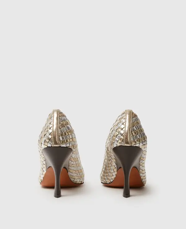 Stella McCartney Elsa Woven Metallic Kitten Heel Pump