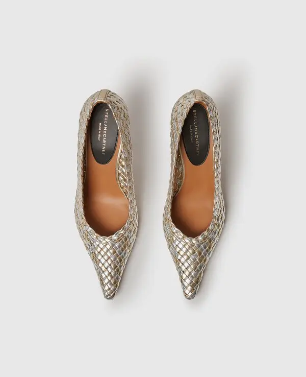 Stella McCartney Elsa Woven Metallic Kitten Heel Pump