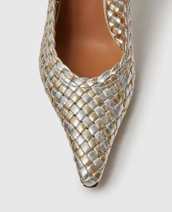 Stella McCartney Elsa Woven Metallic Kitten Heel Pump
