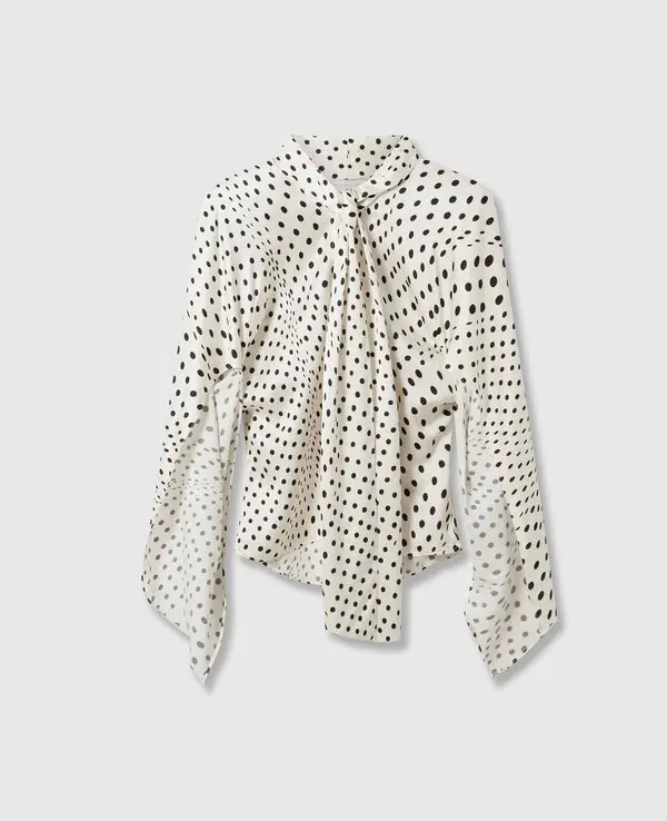Stella McCartney Tie-neck Polka Dot Viscose Shirt - White/black