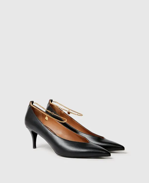 Stella McCartney Pointed Toe Chain Detail Pumps - Black