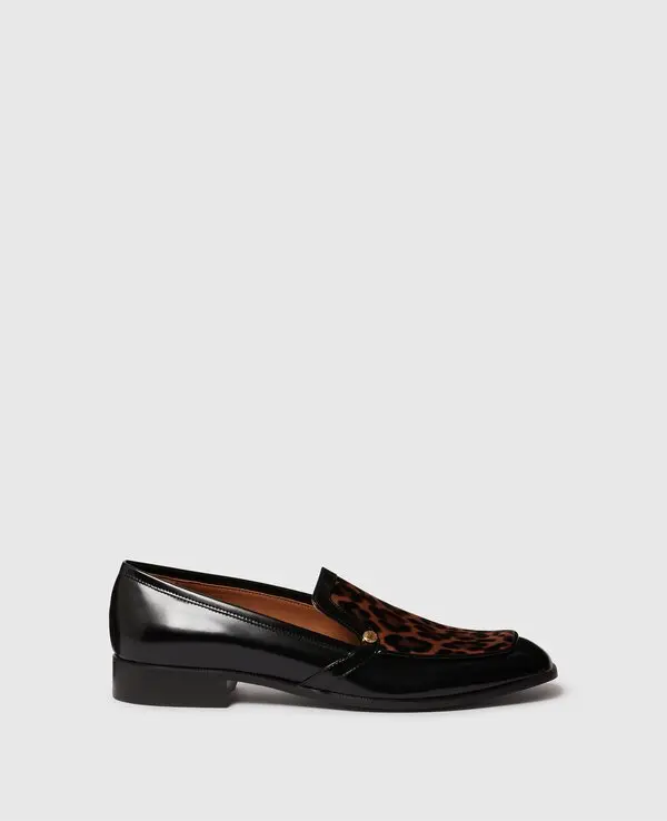 Stella McCartney Brushed Loafers With Leopard Velvet - Black/leopard