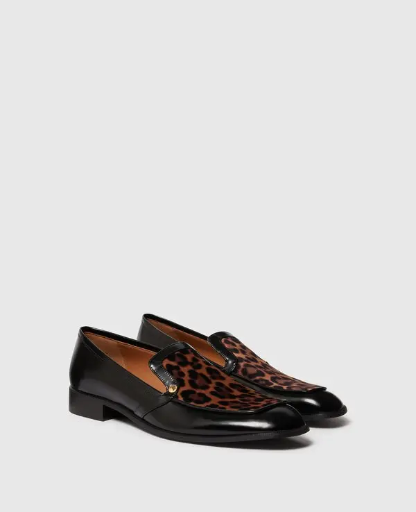 Stella McCartney Brushed Loafers With Leopard Velvet - Black/leopard