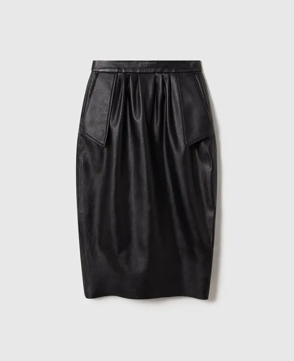 Stella McCartney Vegan Leather Midi Skirt - Black