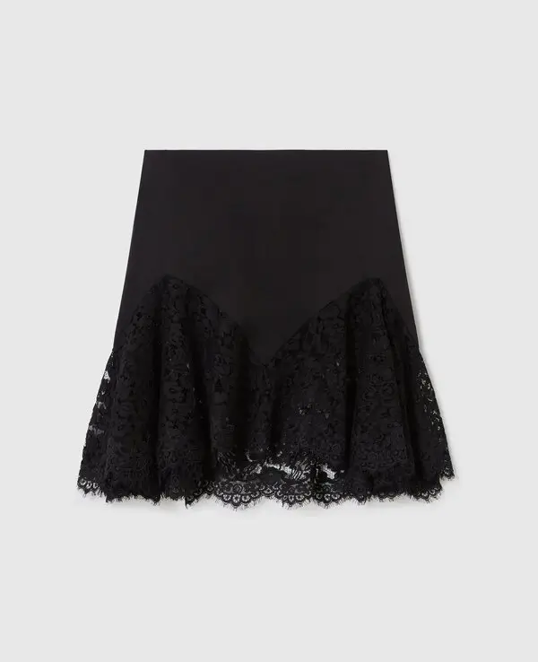 Stella McCartney Lace-trimmed Satin Skirt - Black