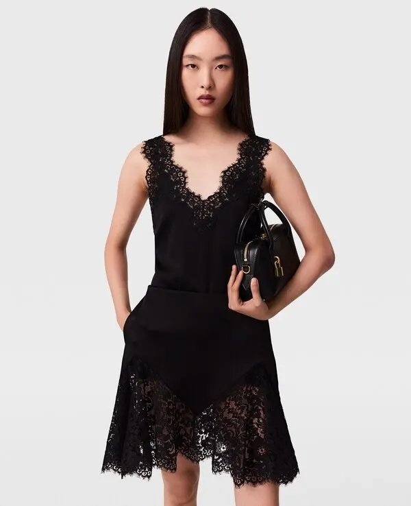 Stella McCartney Lace-trimmed Satin Skirt