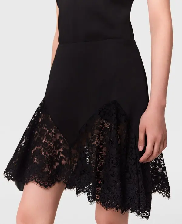 Stella McCartney Lace-trimmed Satin Skirt