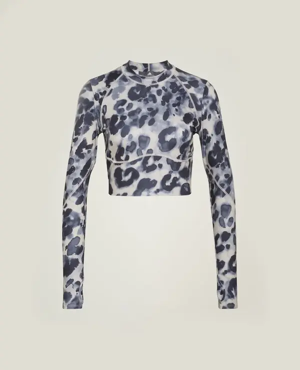 Stella McCartney Truepurpose Training Leopard Print Long-sleeve Cropped Top