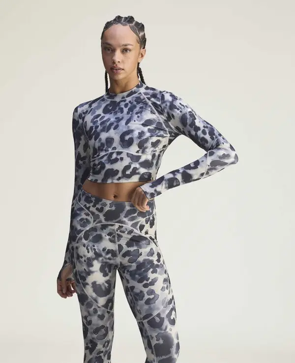 Stella McCartney Truepurpose Training Leopard Print Long-sleeve Cropped Top