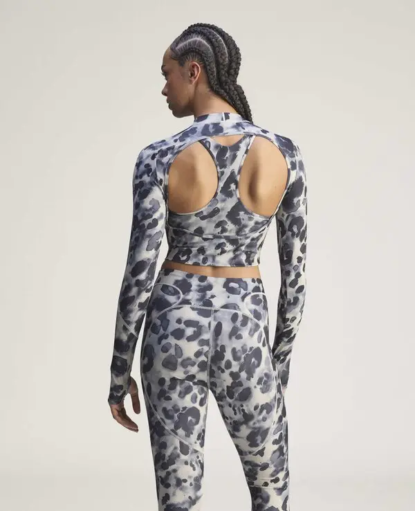 Stella McCartney Truepurpose Training Leopard Print Long-sleeve Cropped Top