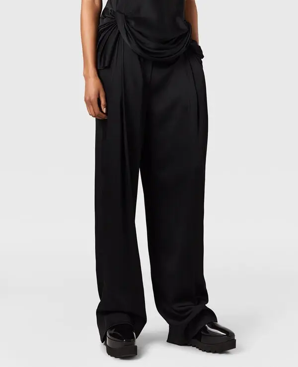 Stella McCartney Pleated Straight Satin Trousers