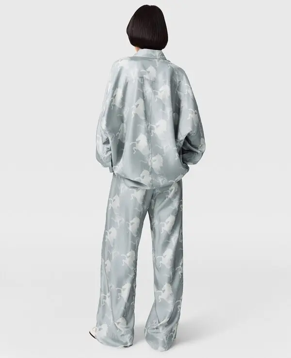 Stella McCartney Horse Print Silk Wide-leg Trousers