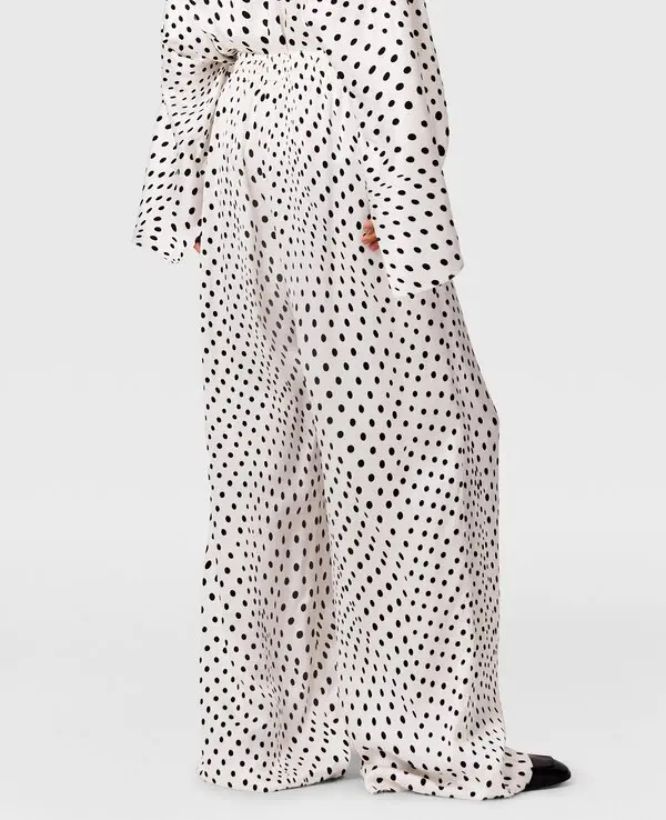 Stella McCartney Polka Dot Satin Wide-leg Trousers - White/black