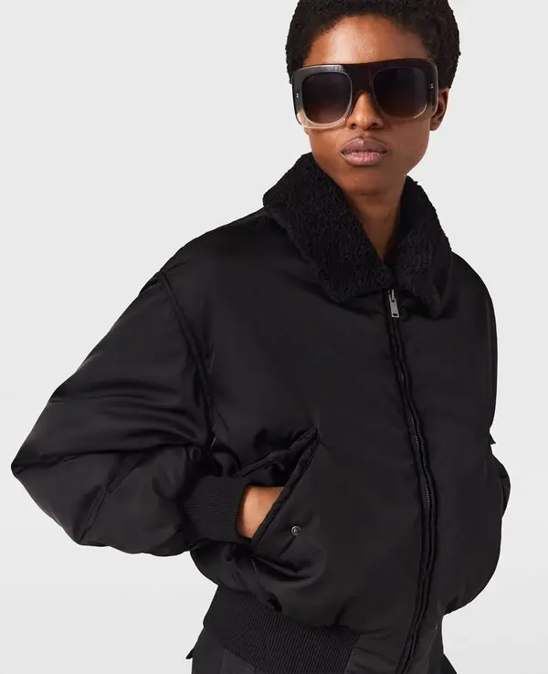 Stella McCartney Collared Zip-up Bomber Jacket - Black