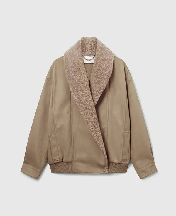 Stella McCartney Vegan Suede Plush-trimmed Jacket