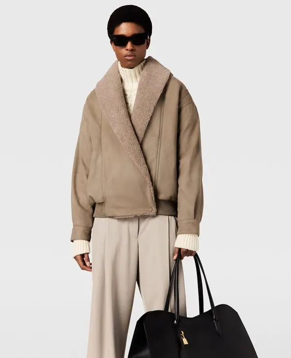 Stella McCartney Vegan Suede Plush-trimmed Jacket