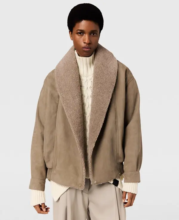Stella McCartney Vegan Suede Plush-trimmed Jacket