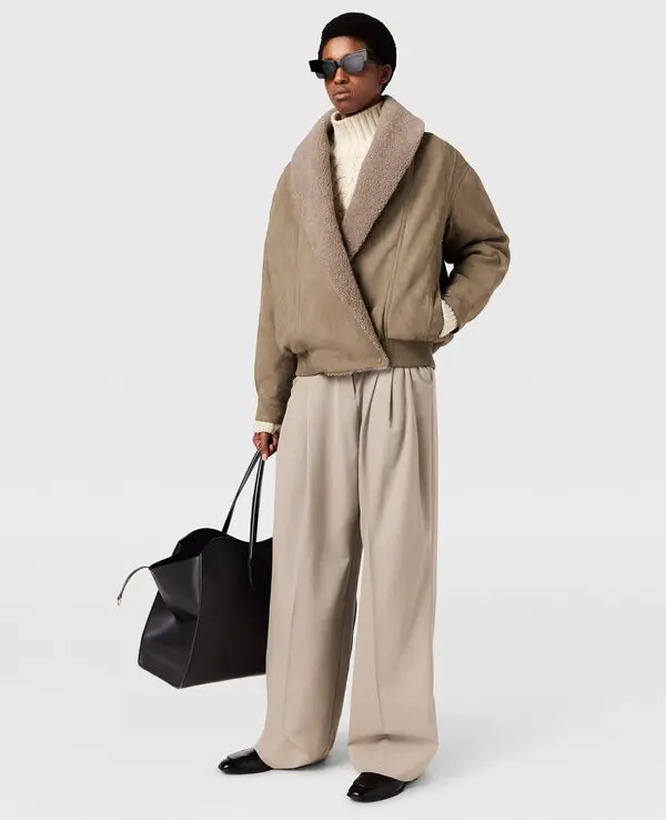 Stella McCartney Vegan Suede Plush-trimmed Jacket
