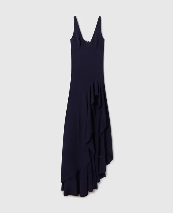 Stella McCartney Frill Slit Evening Gown - Navy