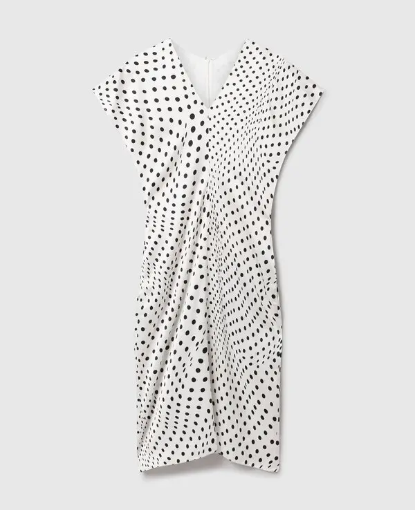Stella McCartney Polka Dot V-neck Midi Dress - White/black