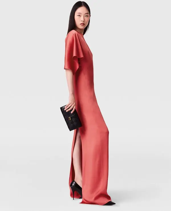 Stella McCartney Handkerchief Sleeve Satin Maxi Dress - Red