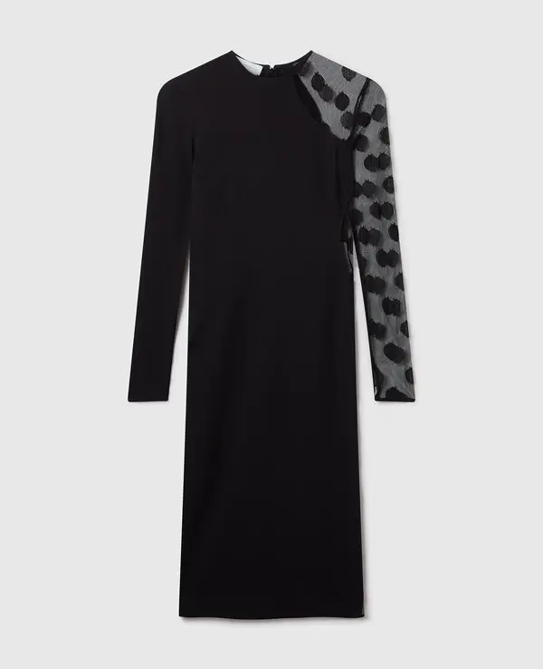 Stella McCartney Long-sleeve Polka Dot Midi Dress - Black