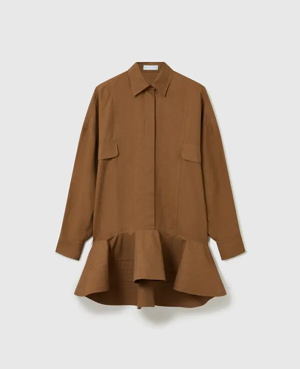 Stella McCartney Washed Cotton Peplum Shirt Dress