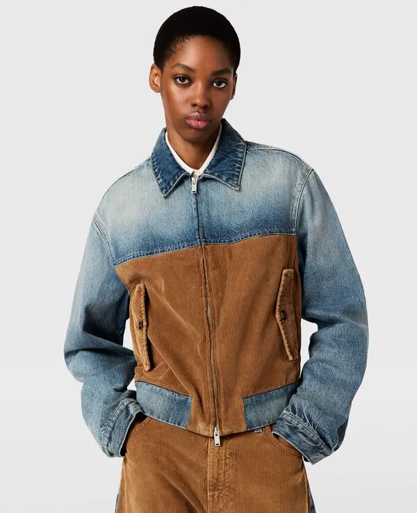 Stella McCartney Corduroy Panel Denim Jacket - Blue/brown