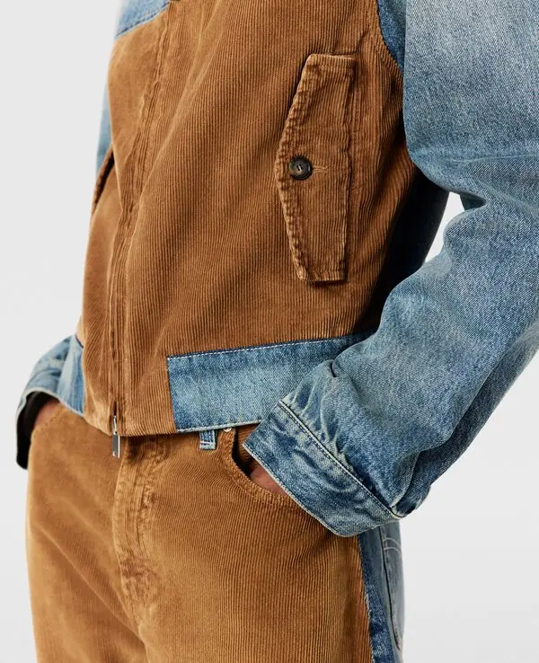 Stella McCartney Corduroy Panel Denim Jacket - Blue/brown