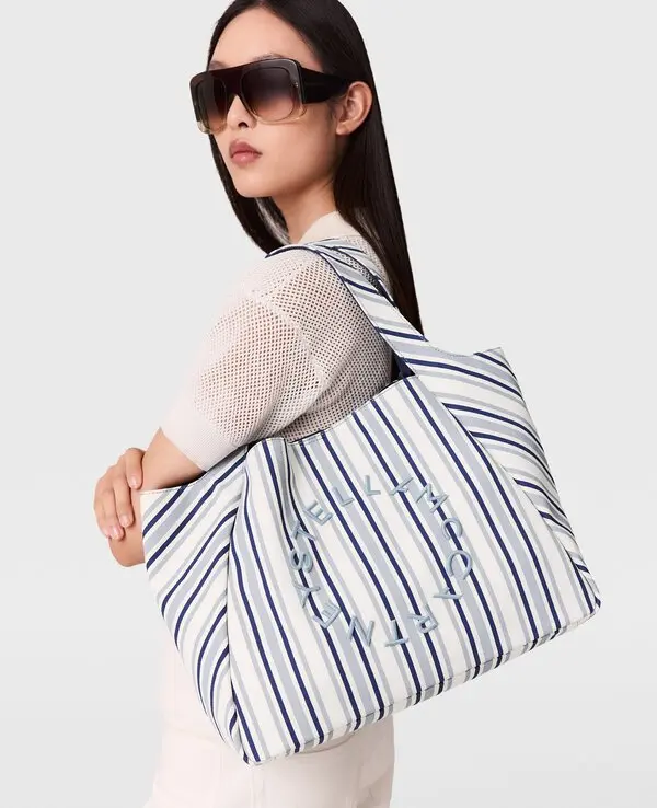 Stella McCartney Logo Striped Tote Bag