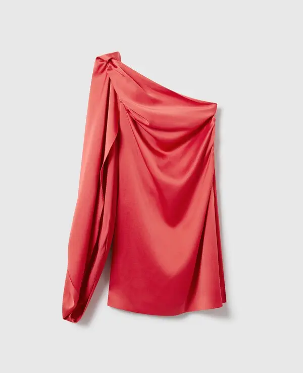 Stella McCartney One-shoulder Draped Satin Mini Dress