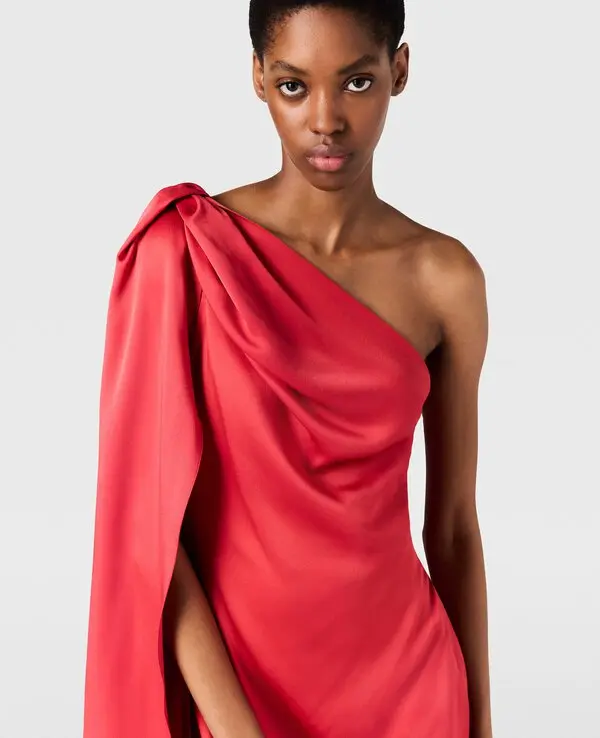 Stella McCartney One-shoulder Draped Satin Mini Dress