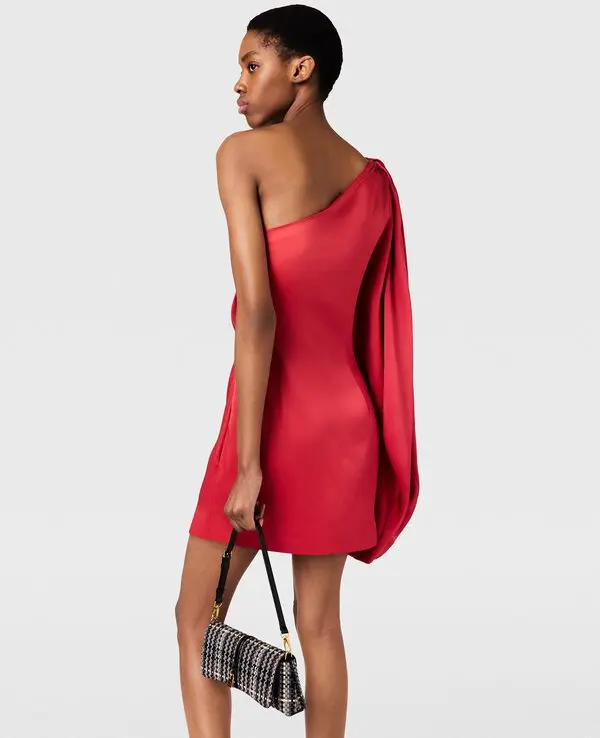 Stella McCartney One-shoulder Draped Satin Mini Dress