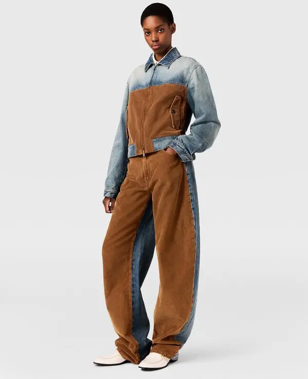 Stella McCartney Paneled Corduroy And Denim Jeans - Blue/brown