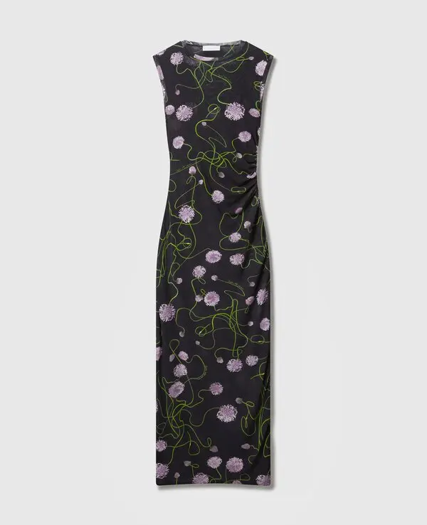 Stella McCartney Mesh Twisted Floral Maxi Dress