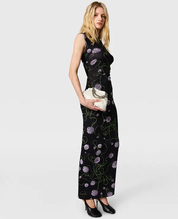 Stella McCartney Mesh Twisted Floral Maxi Dress