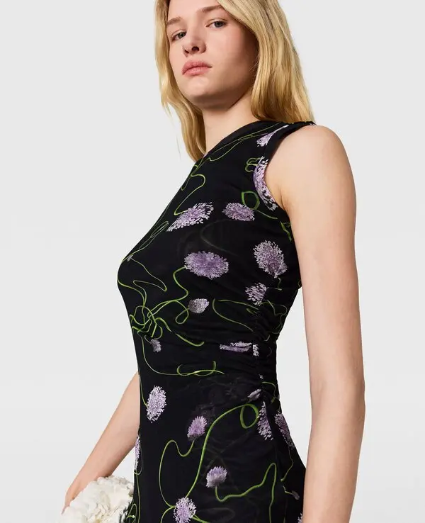 Stella McCartney Mesh Twisted Floral Maxi Dress