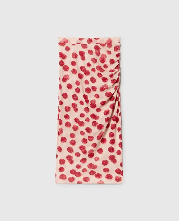 Stella McCartney Raspberry Print Mesh Midi Skirt