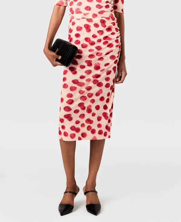Stella McCartney Raspberry Print Mesh Midi Skirt