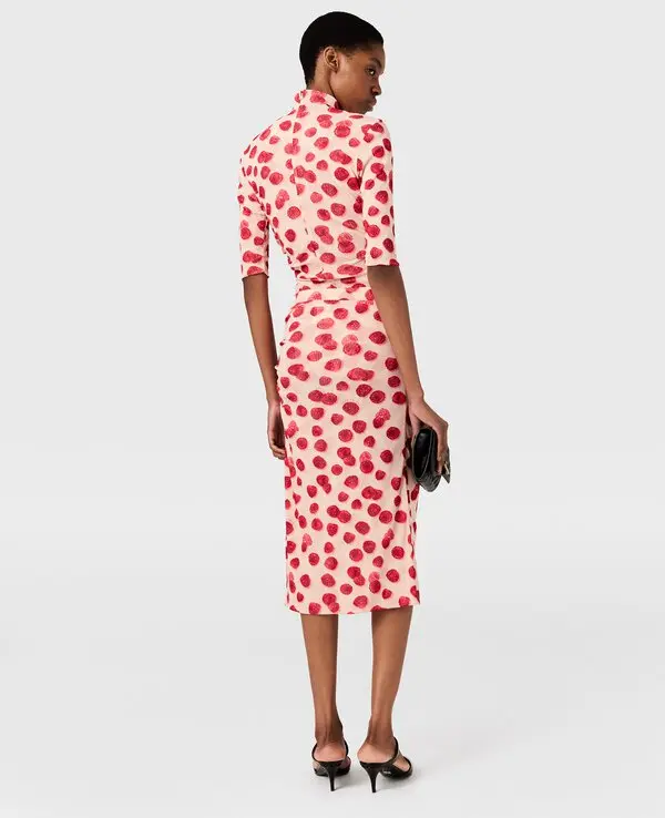 Stella McCartney Raspberry Print High Neck Mesh Top