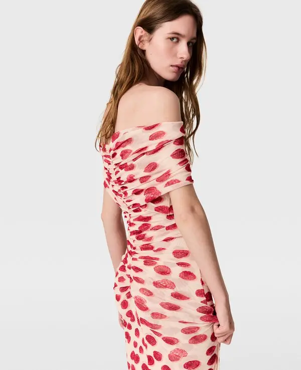 Stella McCartney Raspberry Print Mesh Maxi Dress