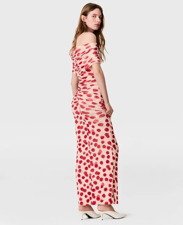 Stella McCartney Raspberry Print Mesh Maxi Dress