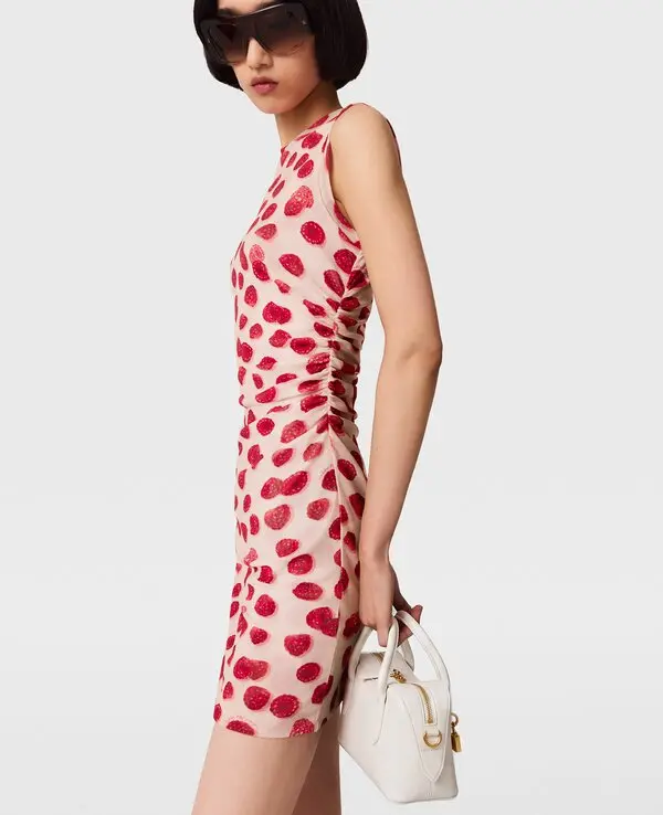 Stella McCartney Raspberry Print Mesh Mini Dress